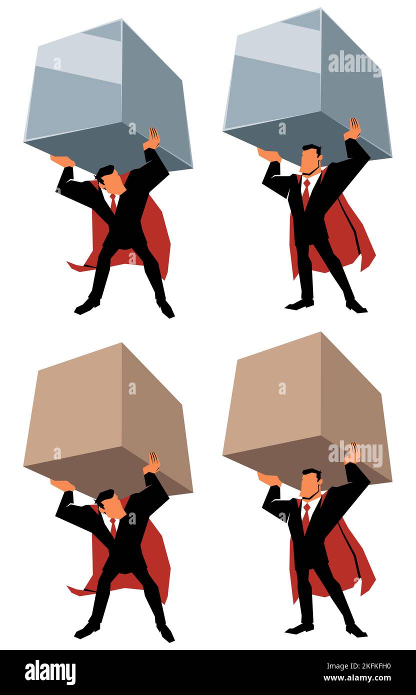 Super Businessman Lifting Heavy Load Stock Vector Image & Art - Alamy