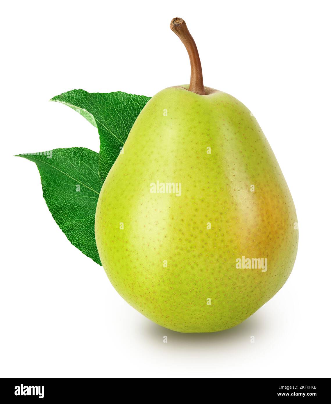 Green pear fruit isolated on white background with full depth of field ...