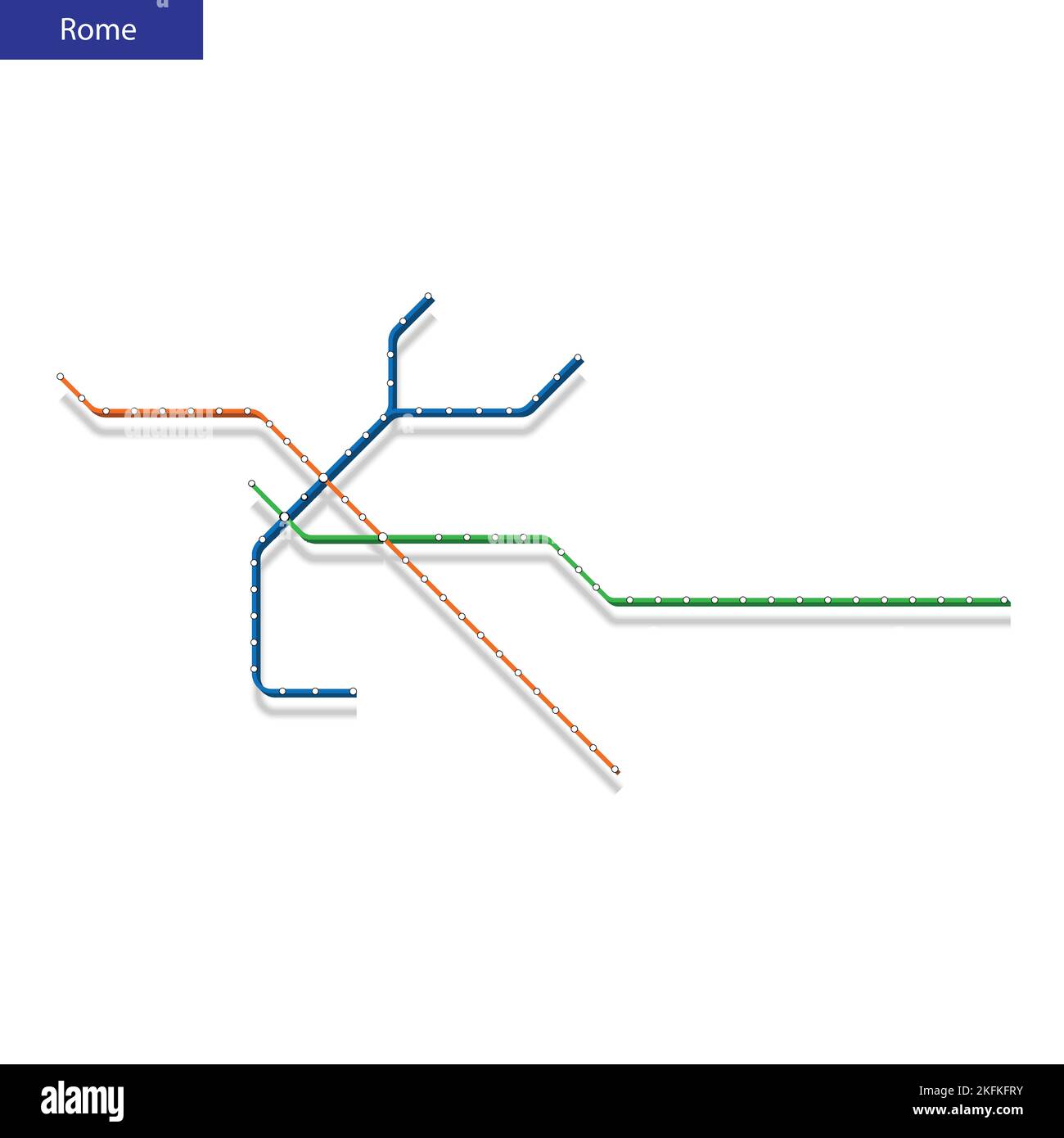 3d isometric Map of the Rome metro subway. Template of city ...