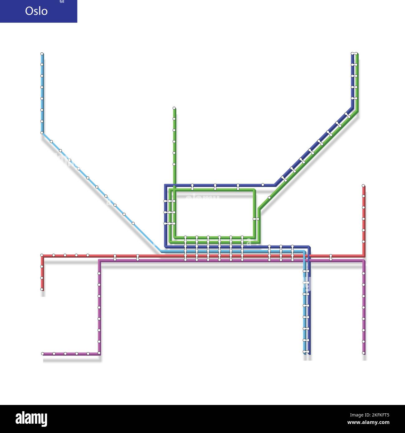 3d isometric Map of the Oslo metro subway. Template of city ...