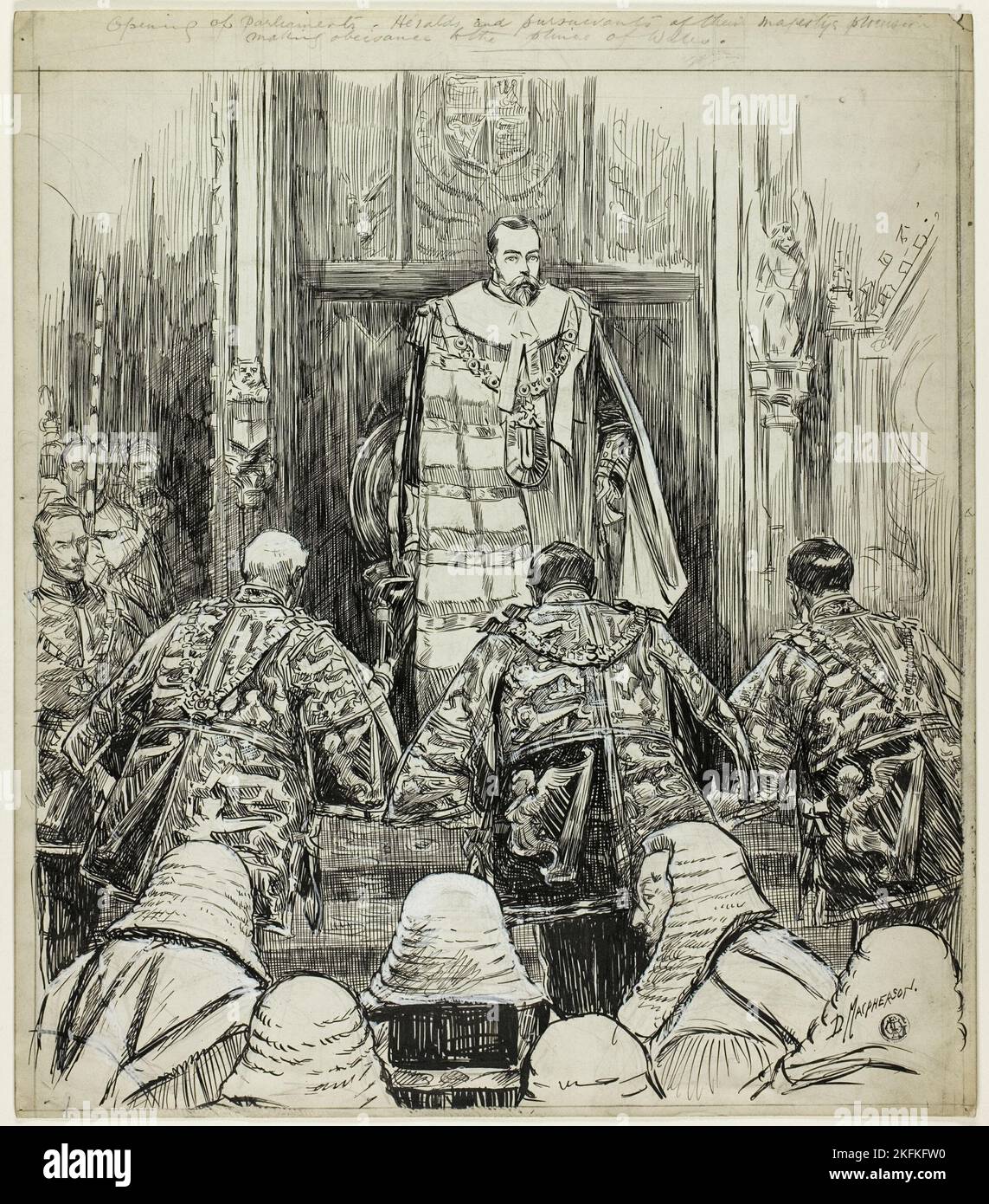 Opening of Parliament under Edward VII, c. 1904. British monarch with ...