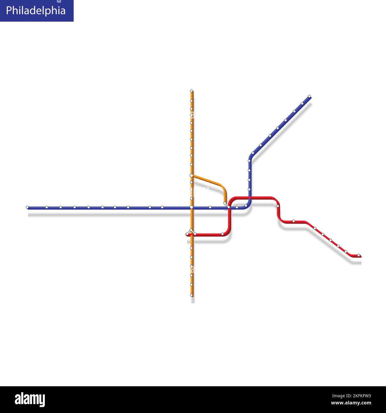 3d isometric Map of the Philadelphia metro subway. Template of city ...