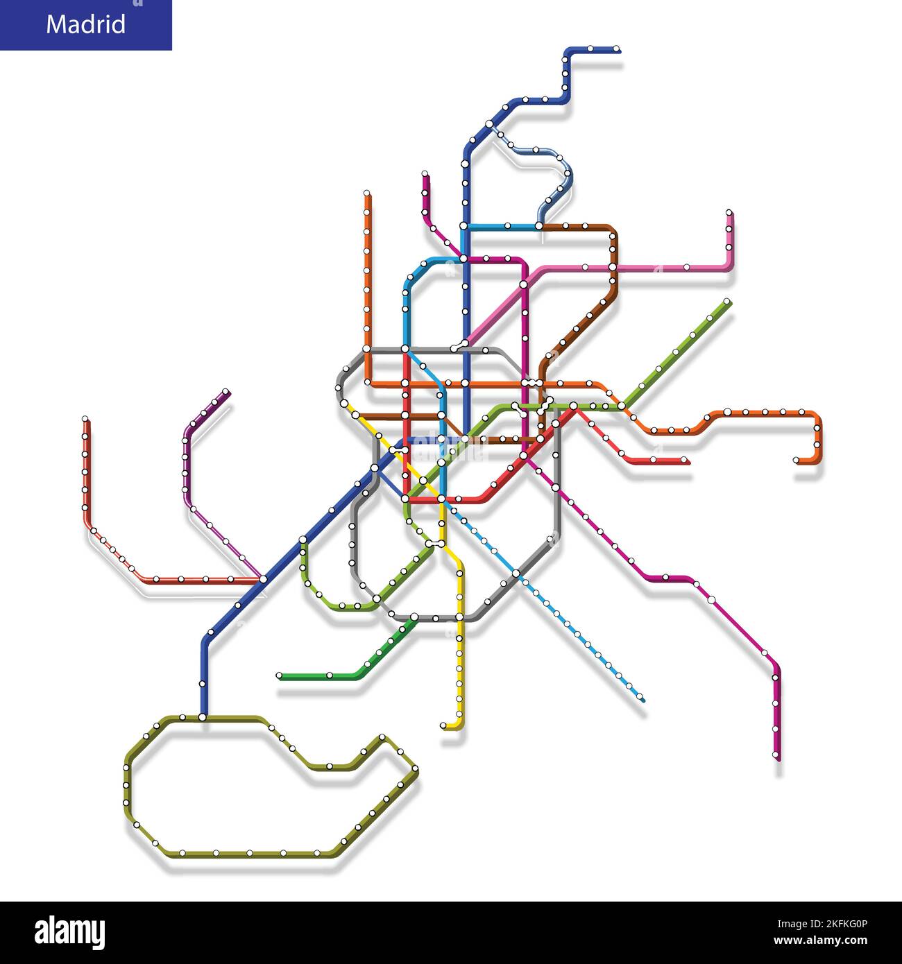 3d isometric Map of the Madrid metro subway. Template of city ...
