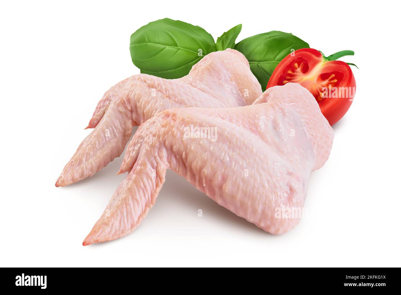 Raw chicken wings isolated on white background with full depth of field ...