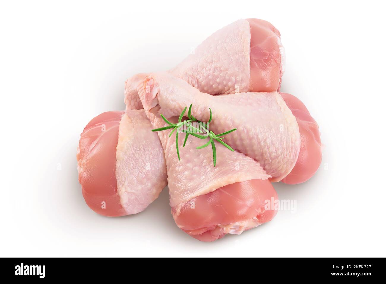 Raw chicken leg or drumstick isolated on white background with full ...