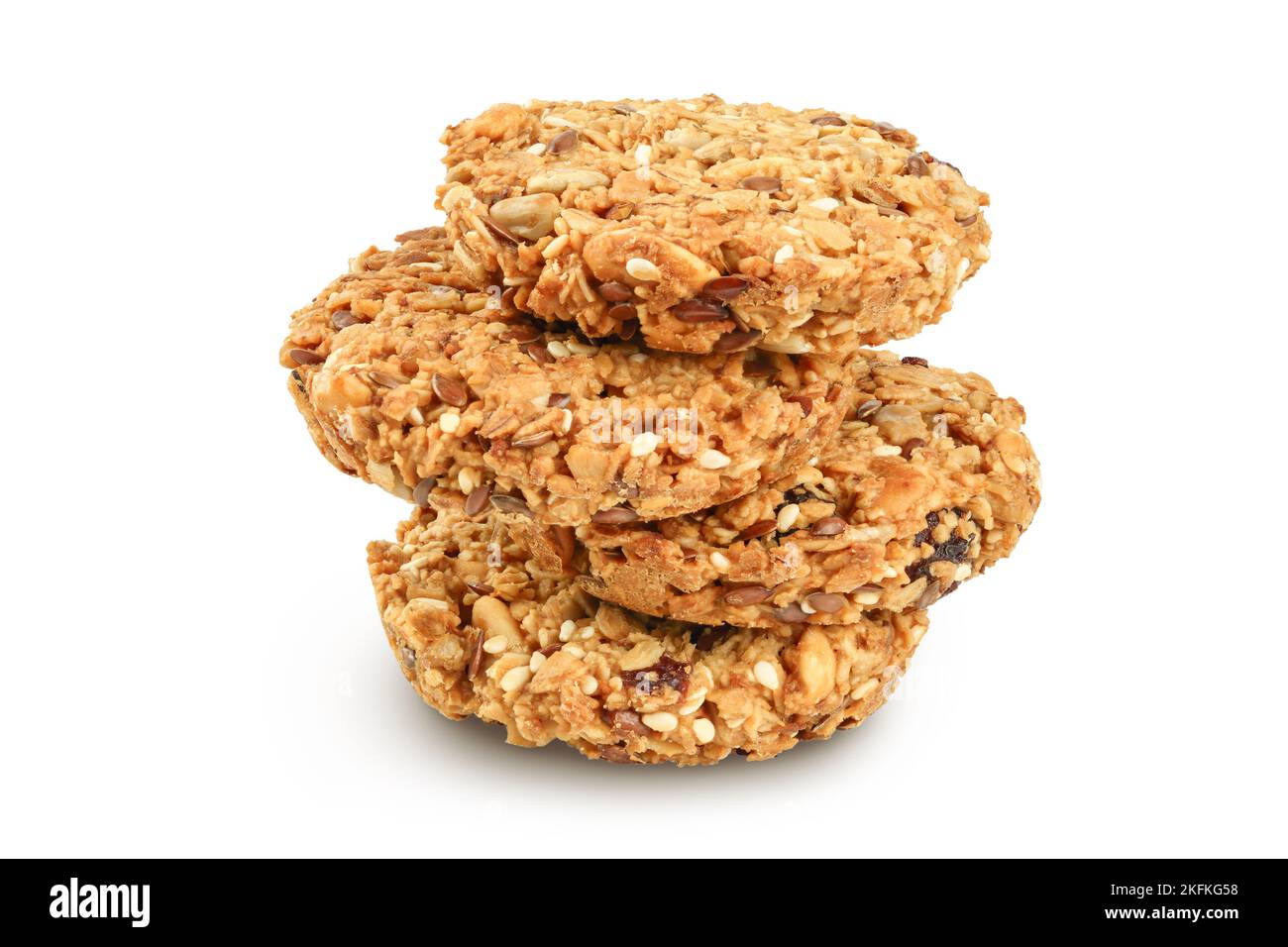 Granola cookie isolated on white background with full depth of field ...
