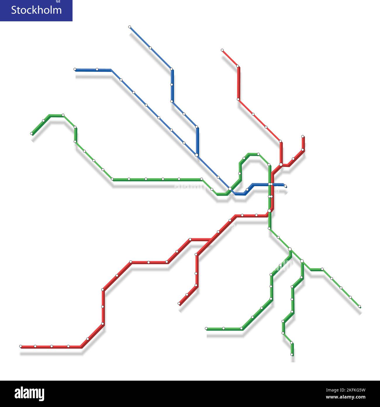 3d isometric Map of the Stockholm metro subway. Template of city ...