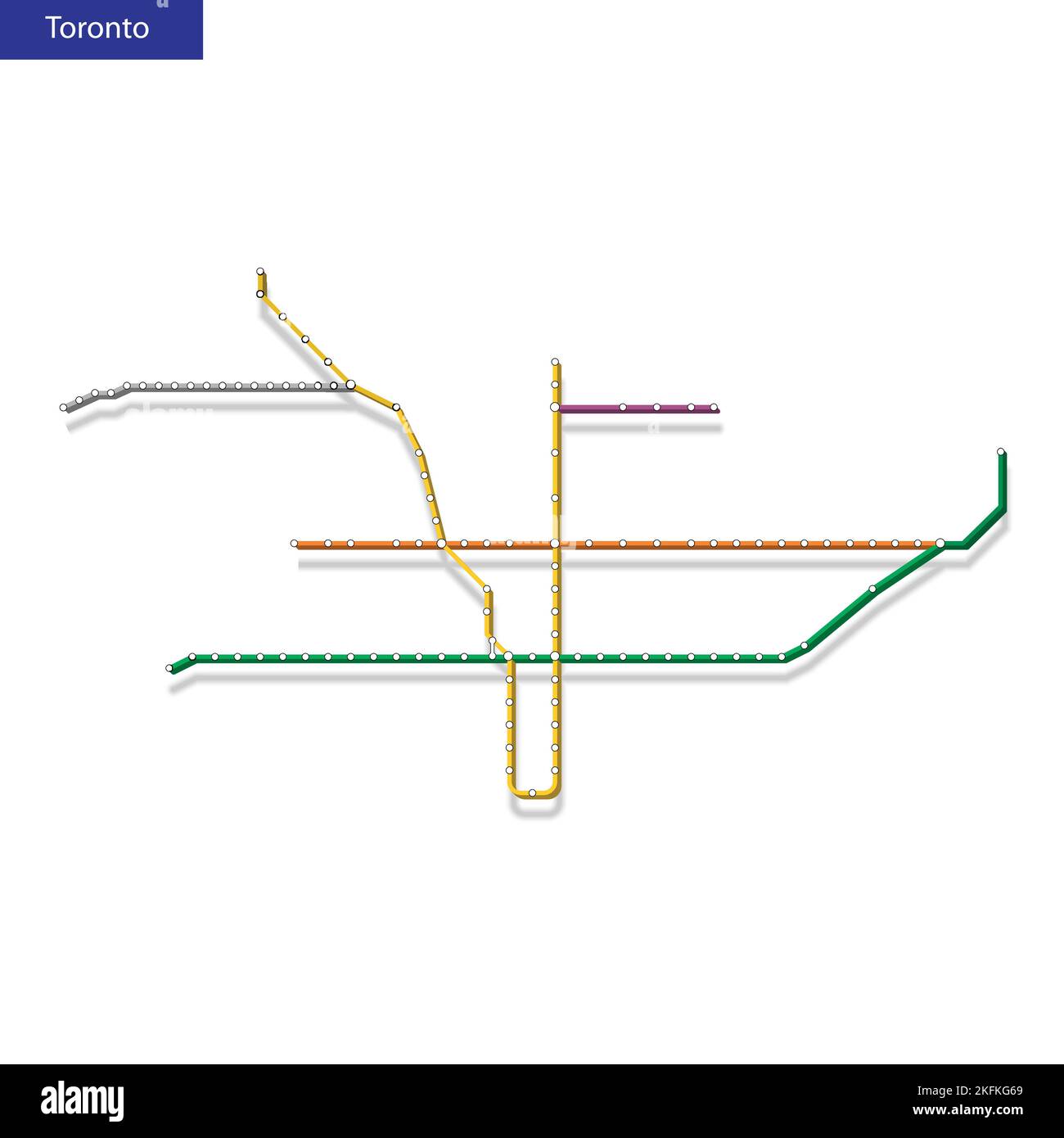 3d isometric Map of the Toronto metro subway. Template of city ...