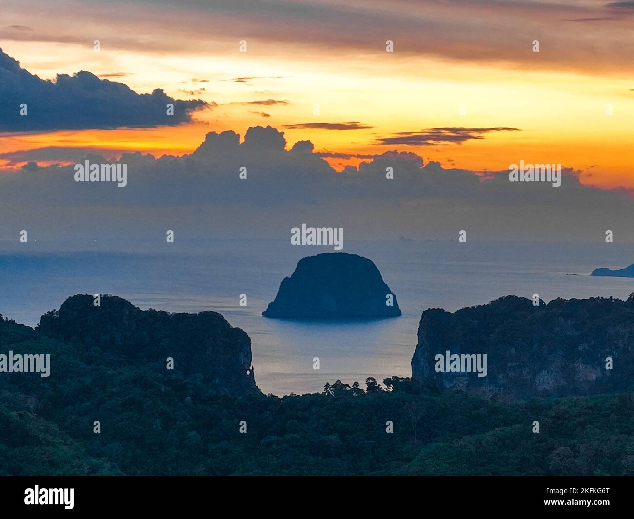 Beach view with long tail boats in koh Mook or koh Muk island, in Trang ...