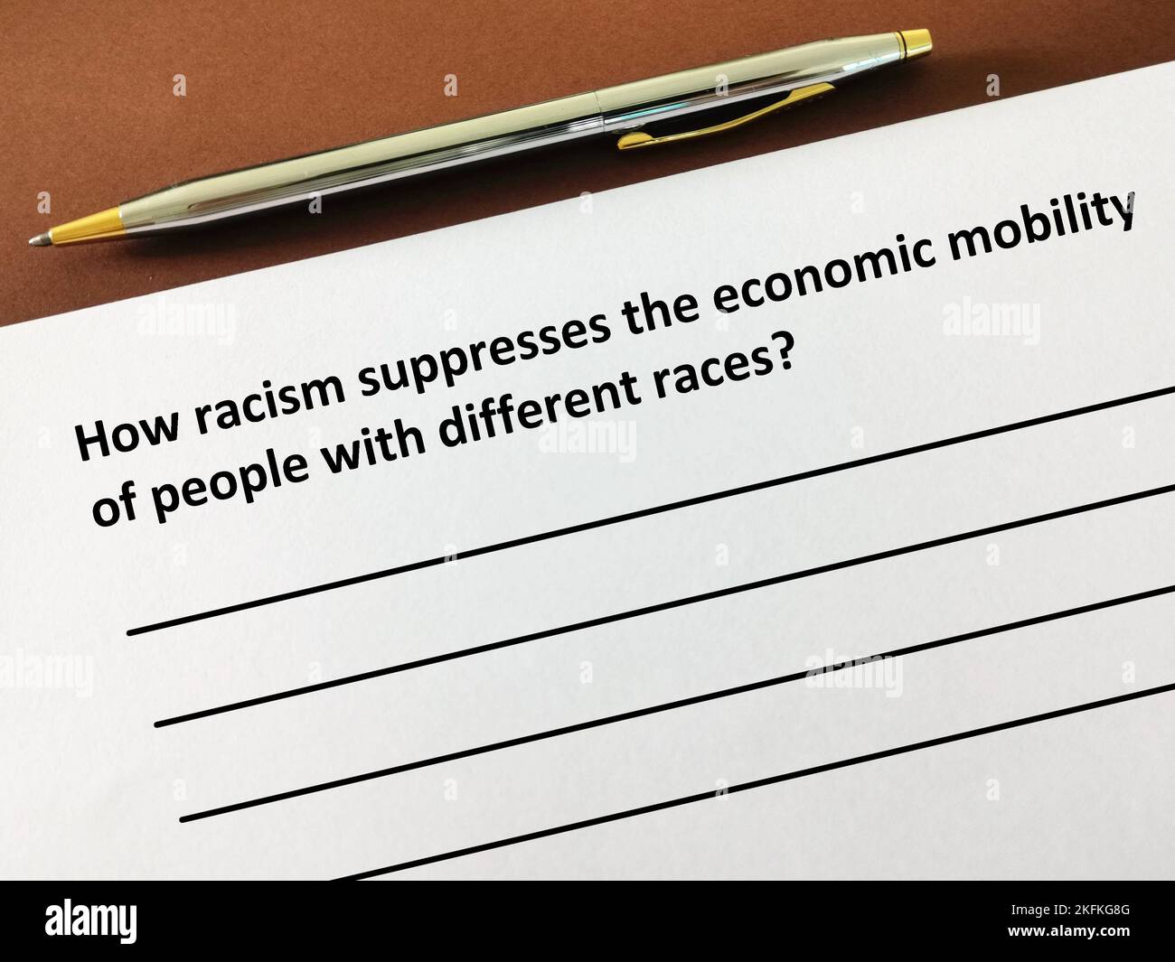 One person is answering question about racism. He is thinking how ...