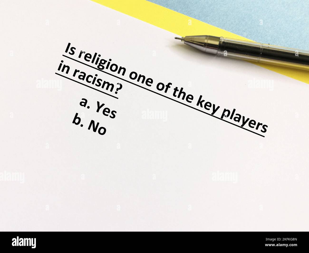 One person is answering question about racism. He is thinking if ...