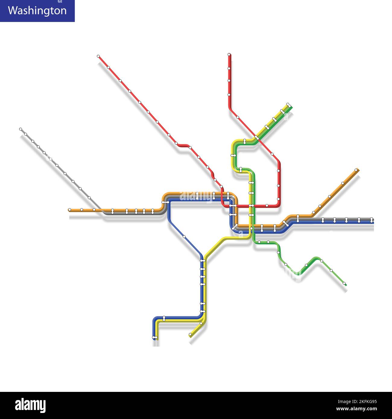 3d isometric Map of the Washington metro subway. Template of city ...