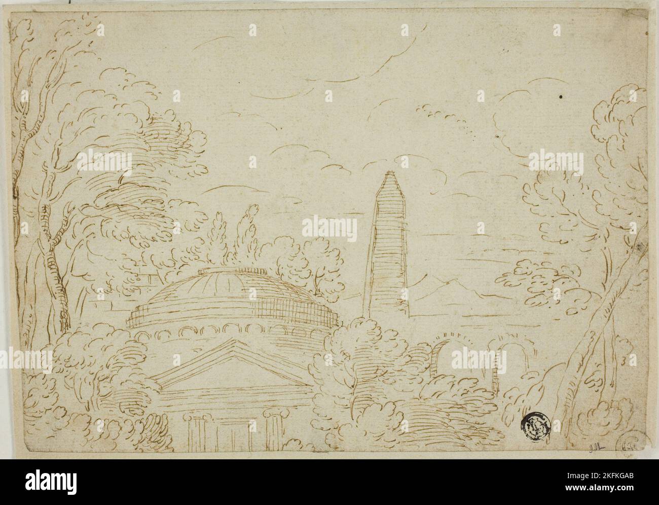 Landscape with Temple, Obelisk and Aqueduct, n.d. Circle of Giovanni ...