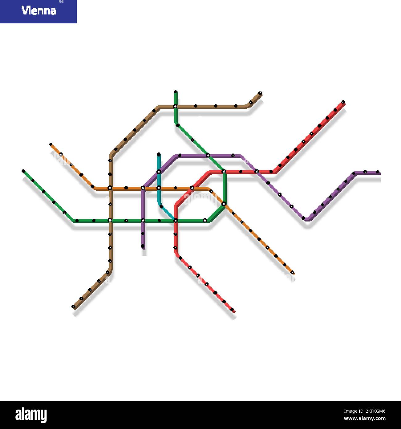 3d isometric Map of the Vienna metro subway. Template of city ...