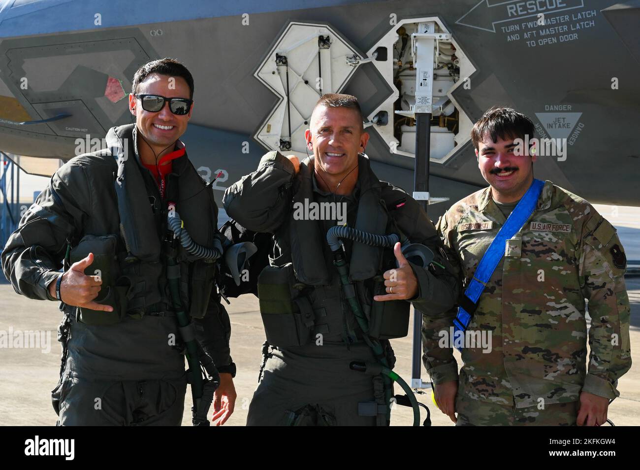 U.S. Air Force Brig. Gen. Michael “Trey” Rawls, middle, commander of ...