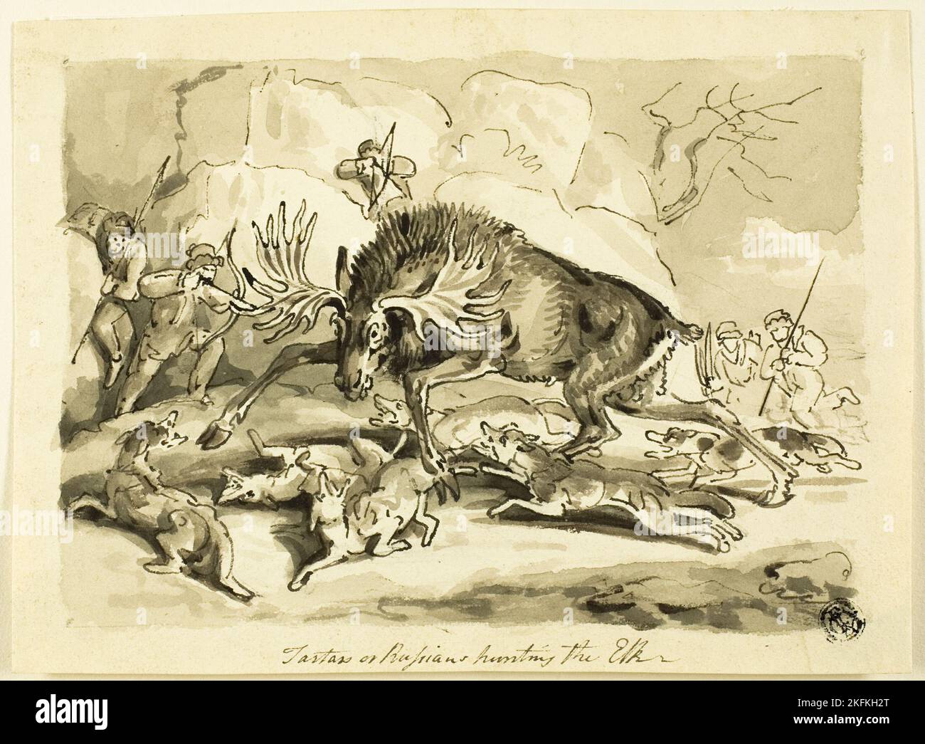 Tartars or Russians Hunting an Elk, n.d. Attributed to Samuel Howett ...