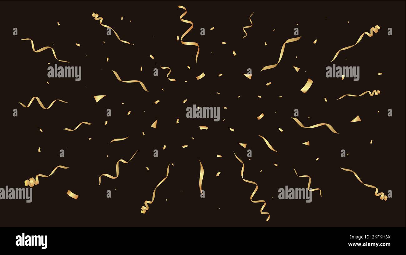 Gold confetti burst. Festive backdrop. Party background with golden ...