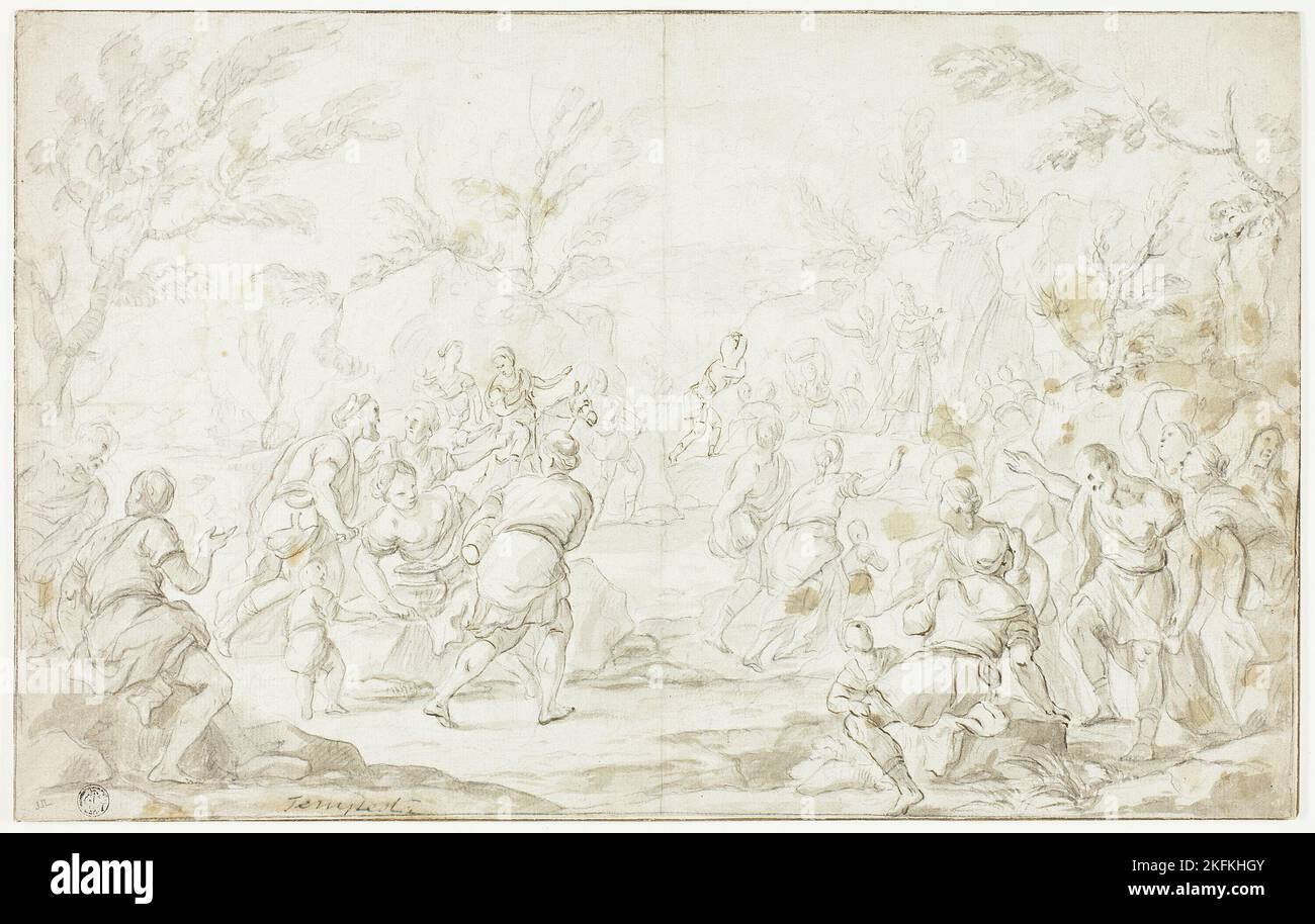 Moses Striking the Rock, n.d. Attributed to Luca Giordano Stock Photo ...