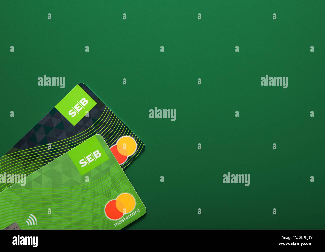 LONDON,UK - NOVEMBER 05, 2022: Seb bank credit and debit mastercard on ...