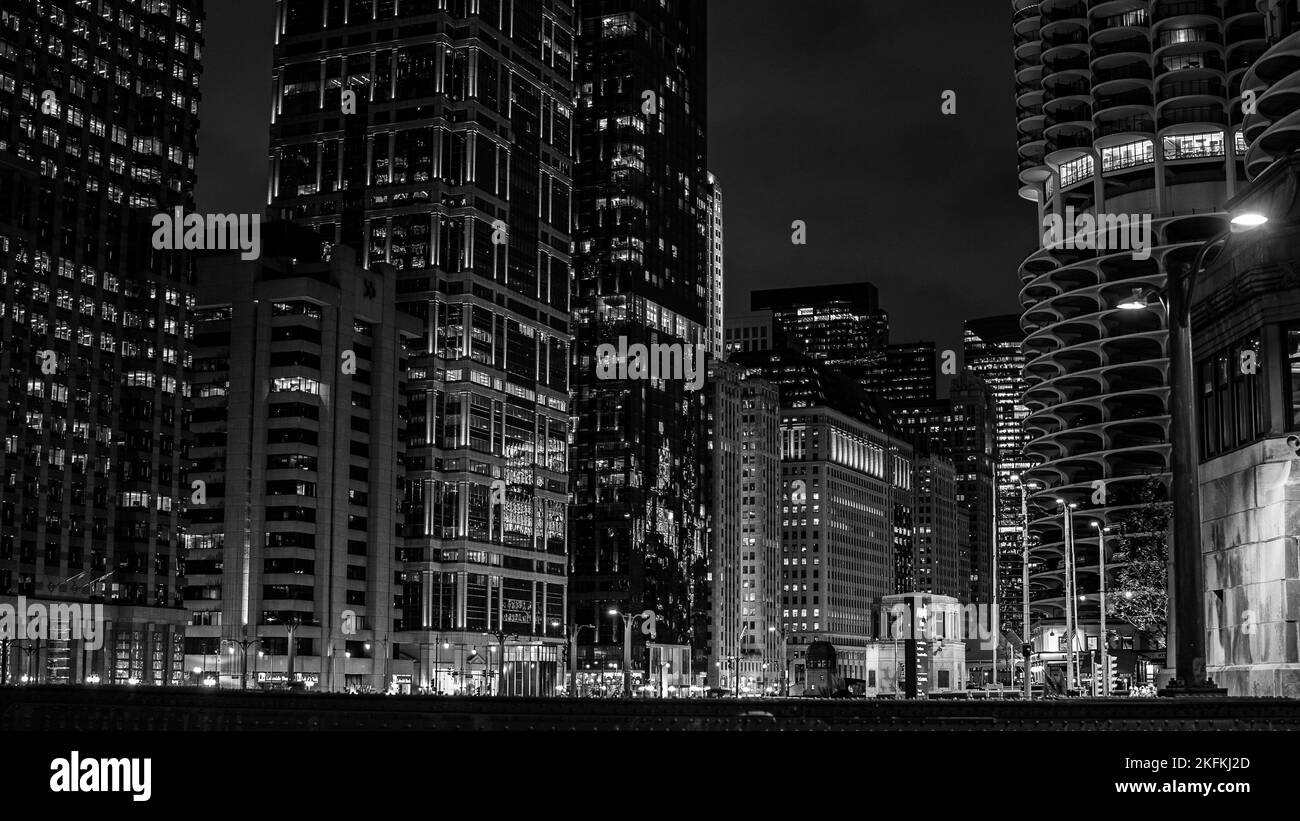 The beautiful grayscale shot of Everett city's modern architecture at ...