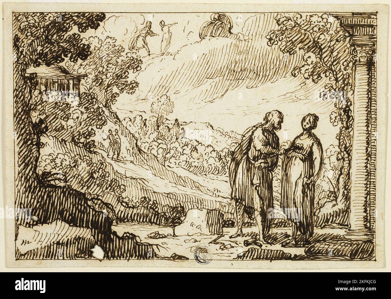 Unidentified Mythological Scene with Man and Woman Conversing in ...