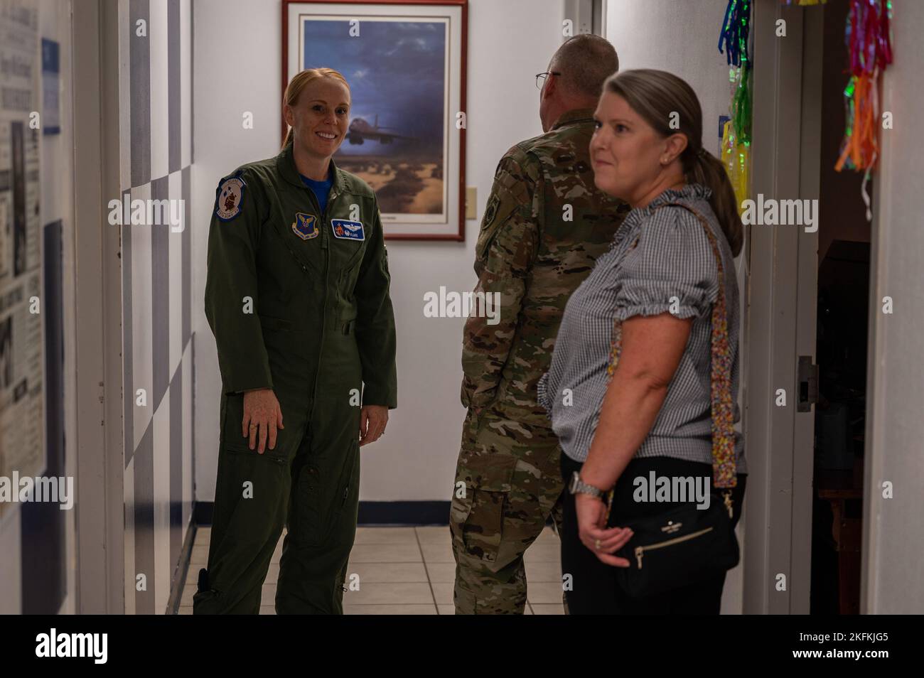 Lt. Col. Kristen Jenkins, 28th Bomb Squadron commander, gives Lt. Gen ...