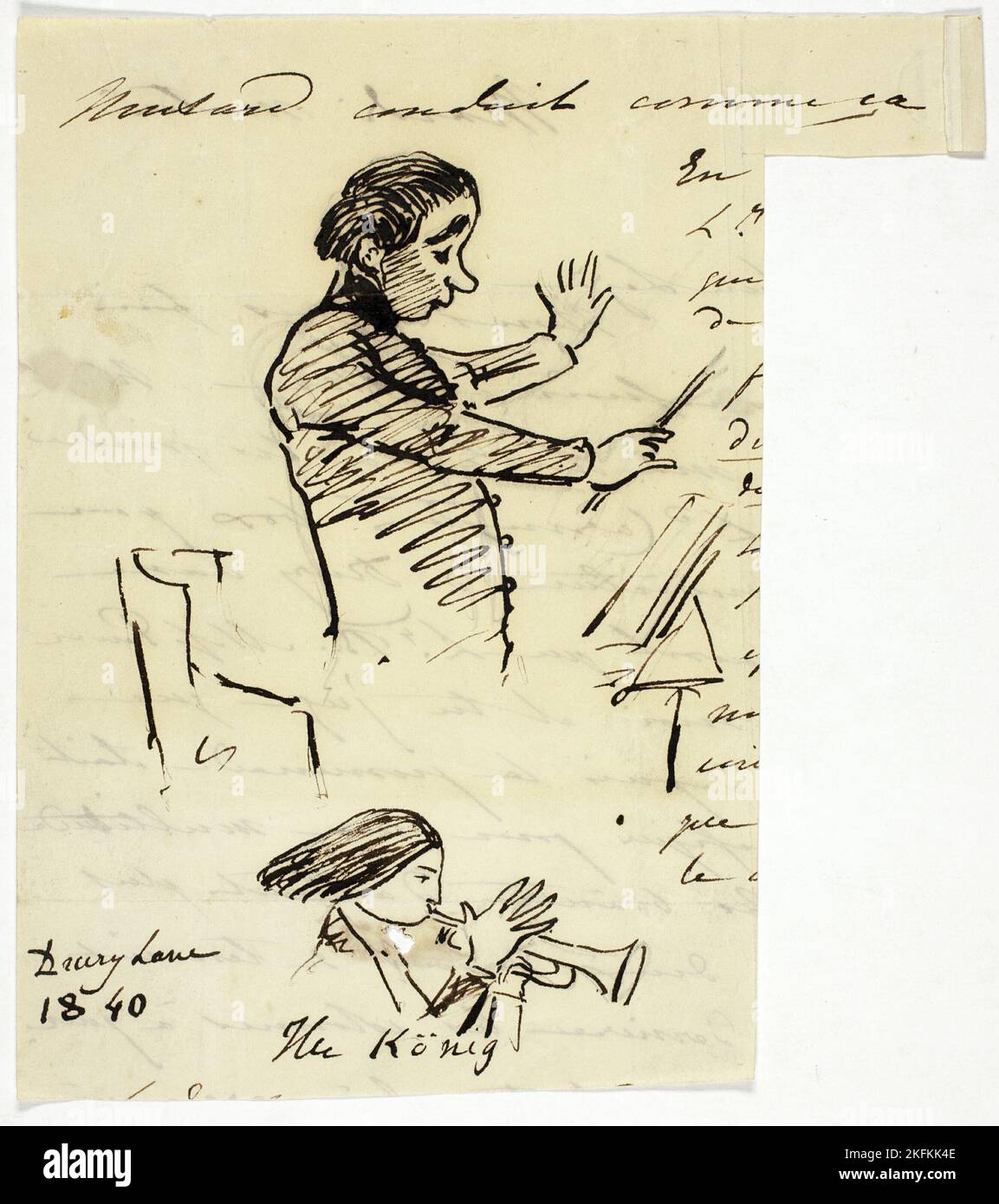 Sketches of Conductor and Trumpet Player, 1840 Stock Photo - Alamy