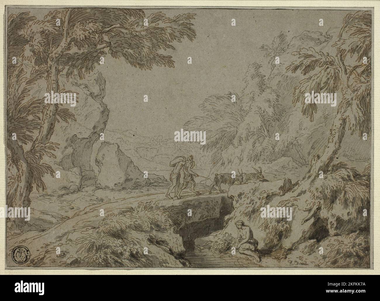 Landscape with Satyr, Goats and Other Figures, n.d. Attributed to ...