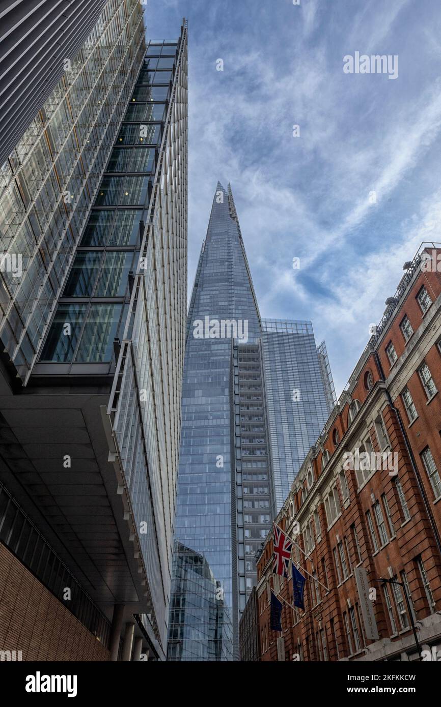 LONDON, UK - OCTOBER 29, 2022: View of the Shard Tower seen through ...