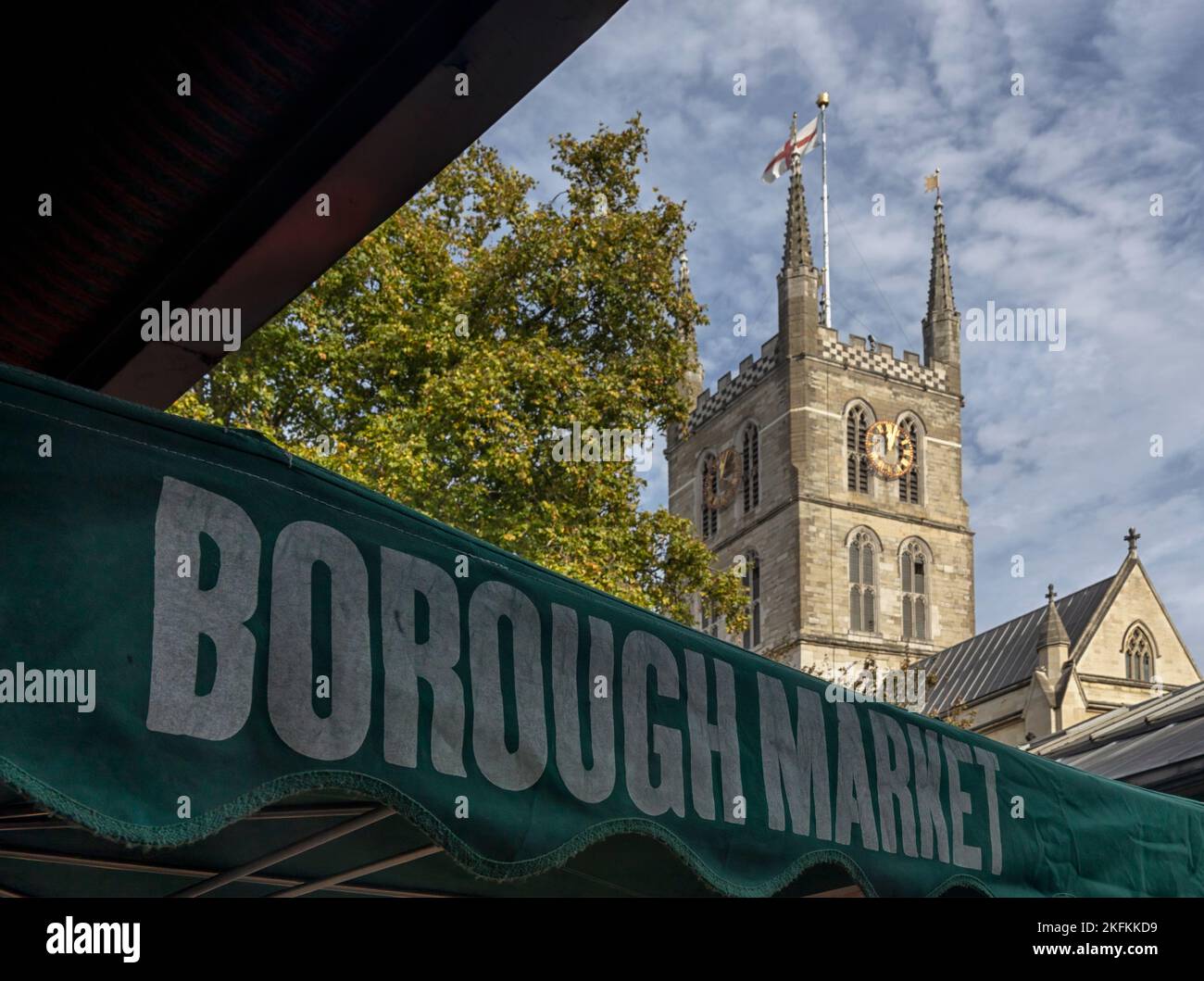 LONDON, UK - OCTOBER 29, 2022: Sign for Borough Market against the ...