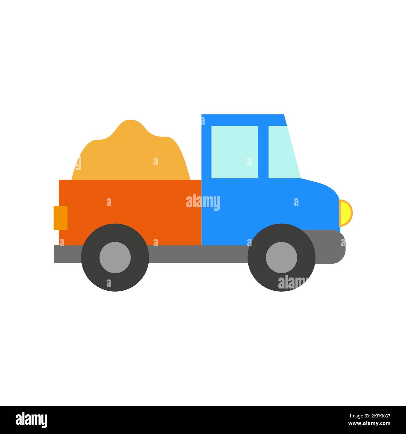 Vector illustration of a toy car in a flat style. Icon of a pick up ...
