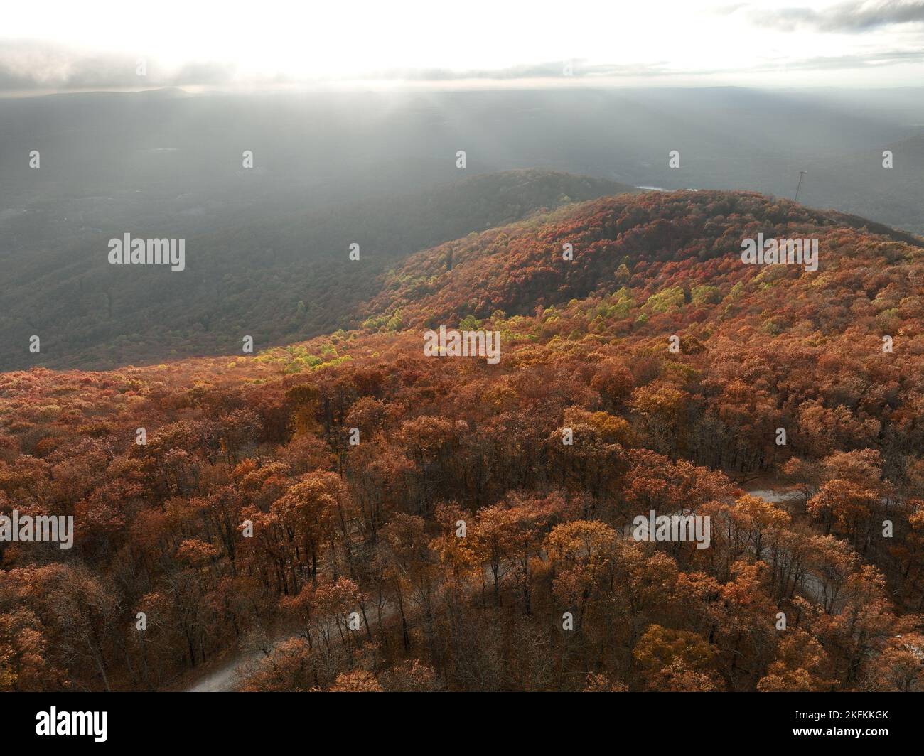 Aerial photo of Georgia Mountains during a beautiful fall sunset with ...