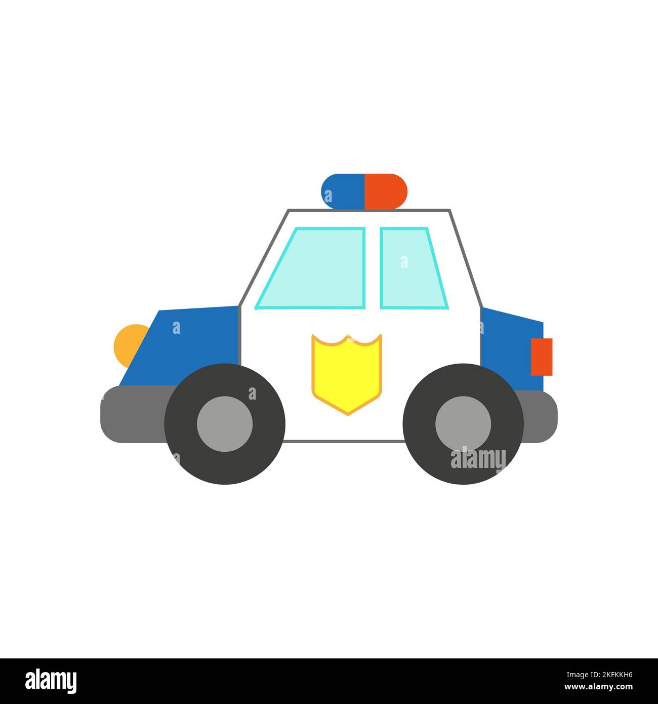 Vector illustration of a toy car in a flat style. Icon of a police car ...