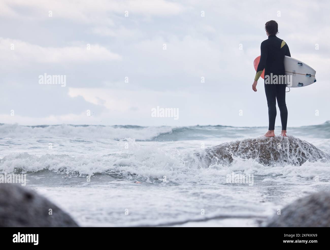 Sports, ocean surfing and man ready for fitness challenge, nature ...