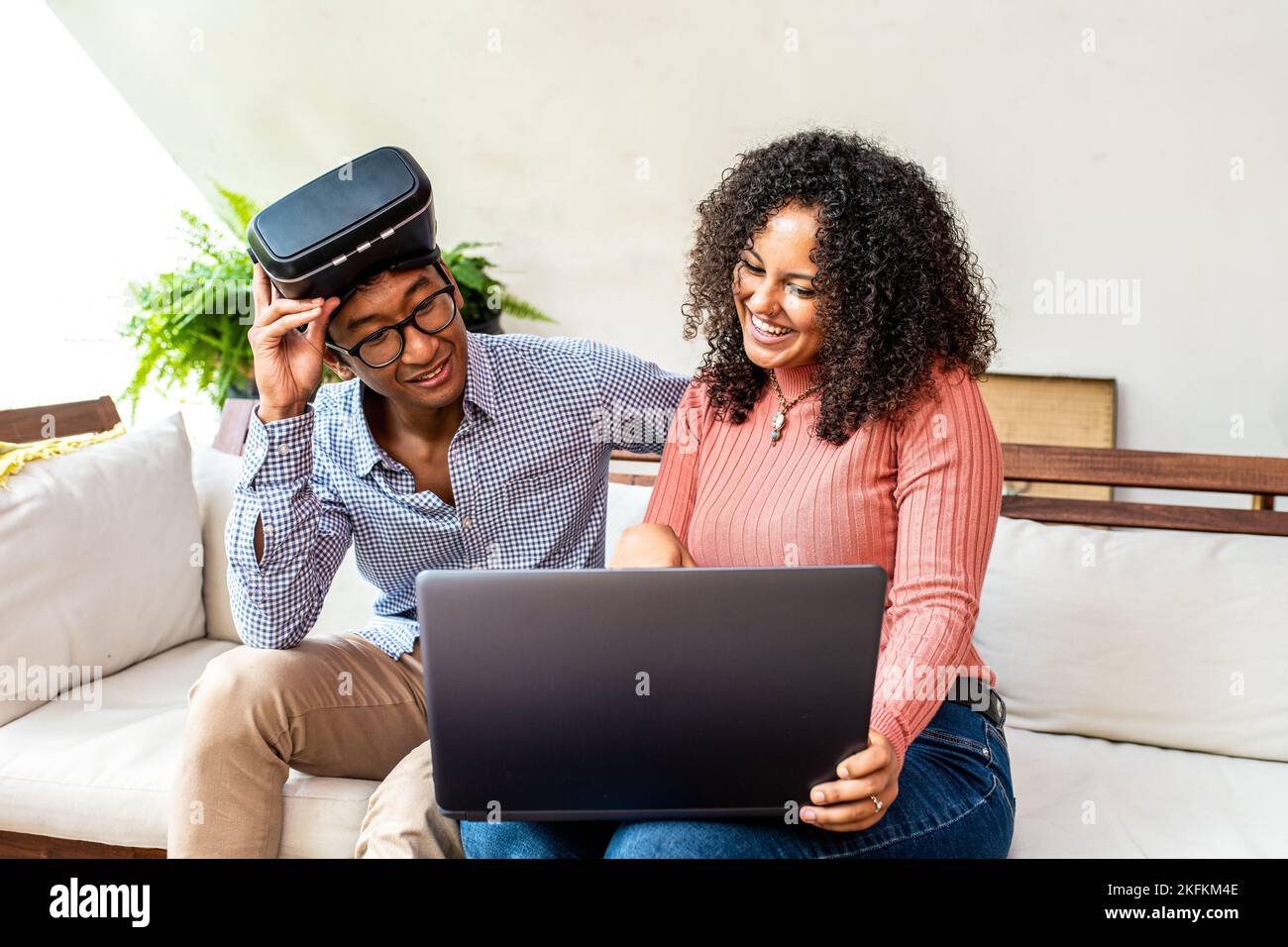 young people of generation z using meta verse reality, biracial woman ...