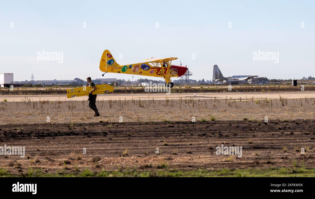 Kent Pietsch, piloting his Interstate Cadet, performs aerobatics during ...