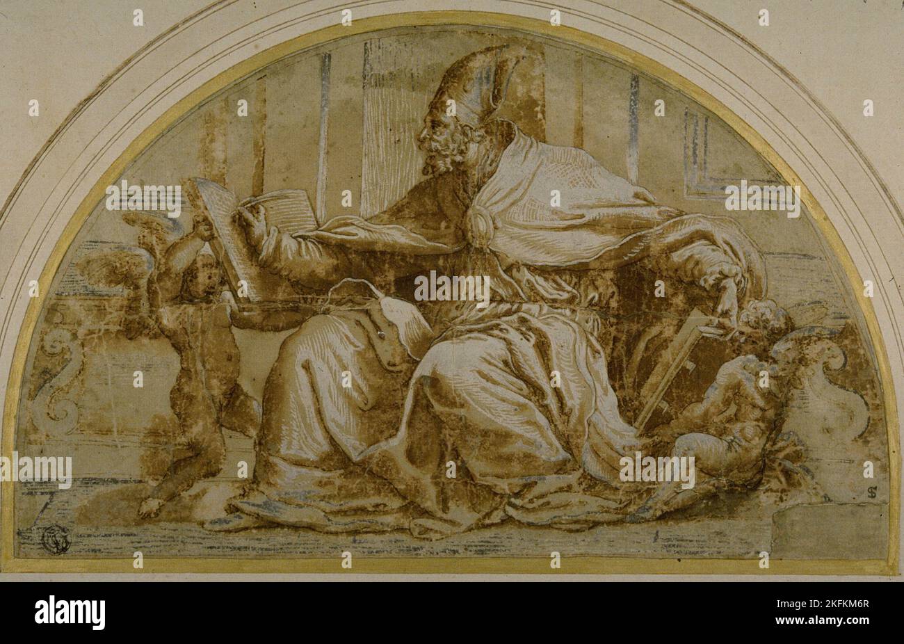 Seated Church Father (Saint Augustine?) with Putti, n.d Stock Photo - Alamy