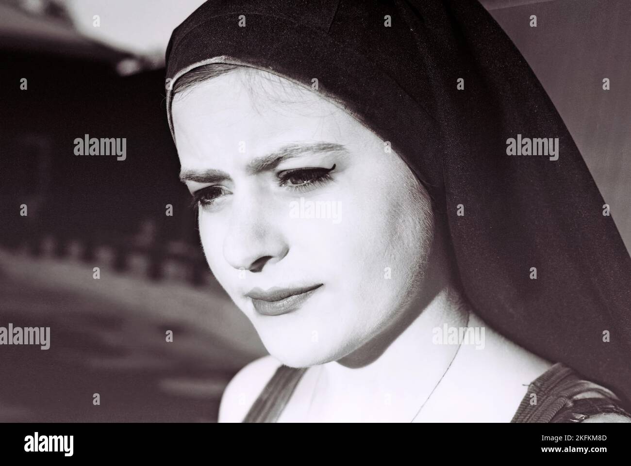 Umea, Norrland Sweden - May 8, 1999: nun with makeup outdoors Stock ...