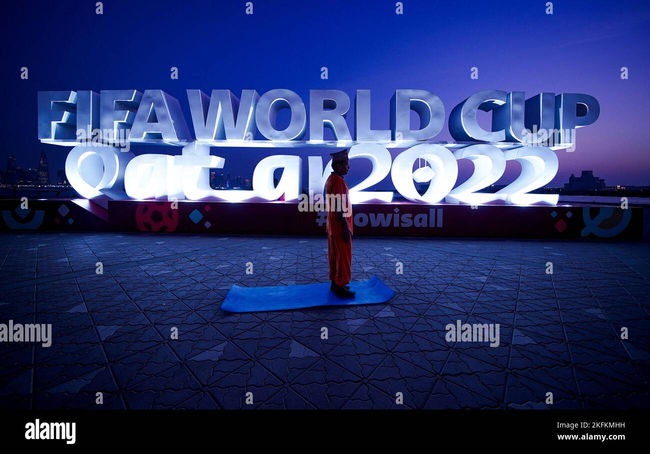 Jhapat Bahadur Linear performs early morning yoga at Cornice in Doha ...