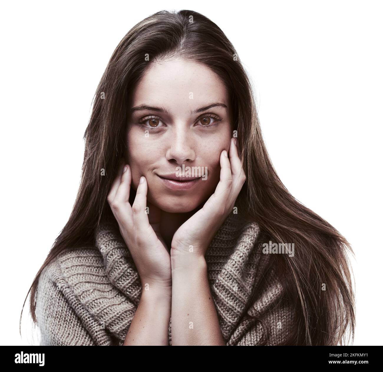 Skin thats softer than soft. Studio shot of a beautiful young woman ...