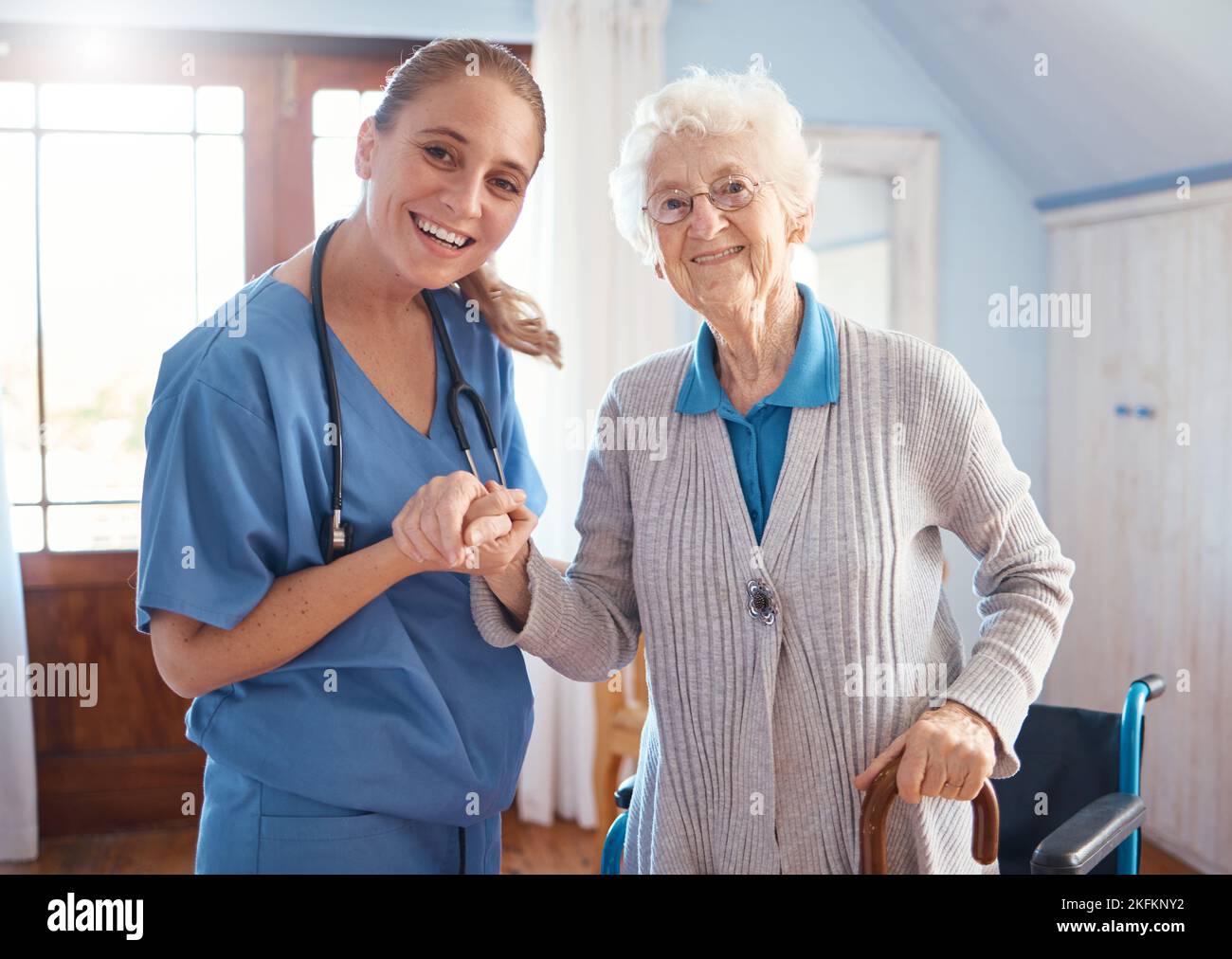 Holding Hands Portrait And Nurse With A Senior Woman After Medical