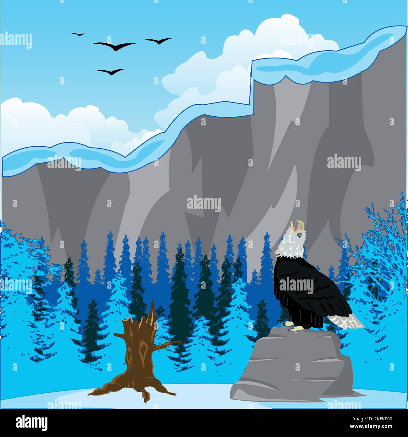 Winter landscape of the wild nature of the mountains and wood Stock ...