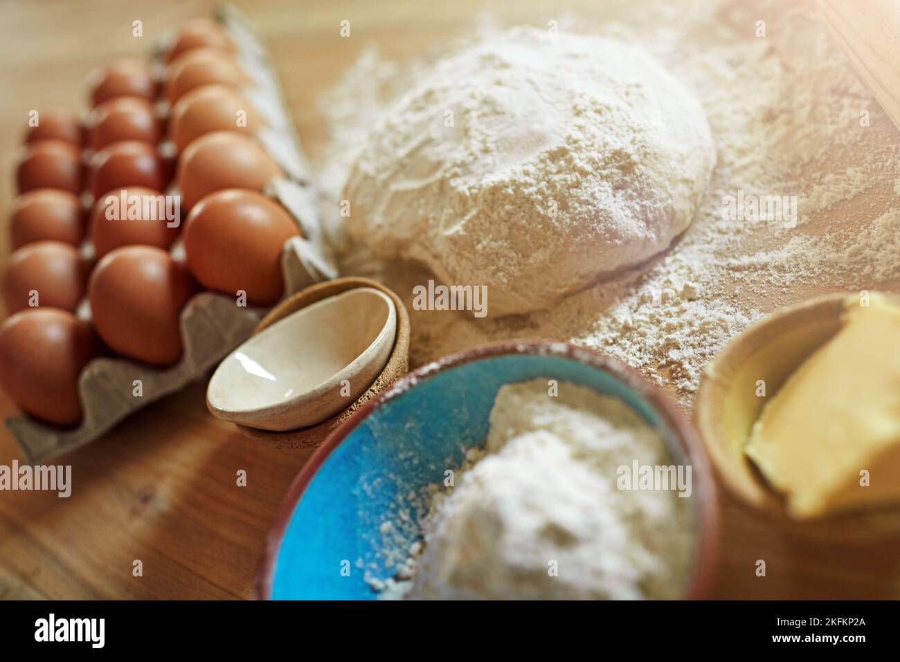 Whats baking. High angle shot of a group of ingredients on a kitchen ...