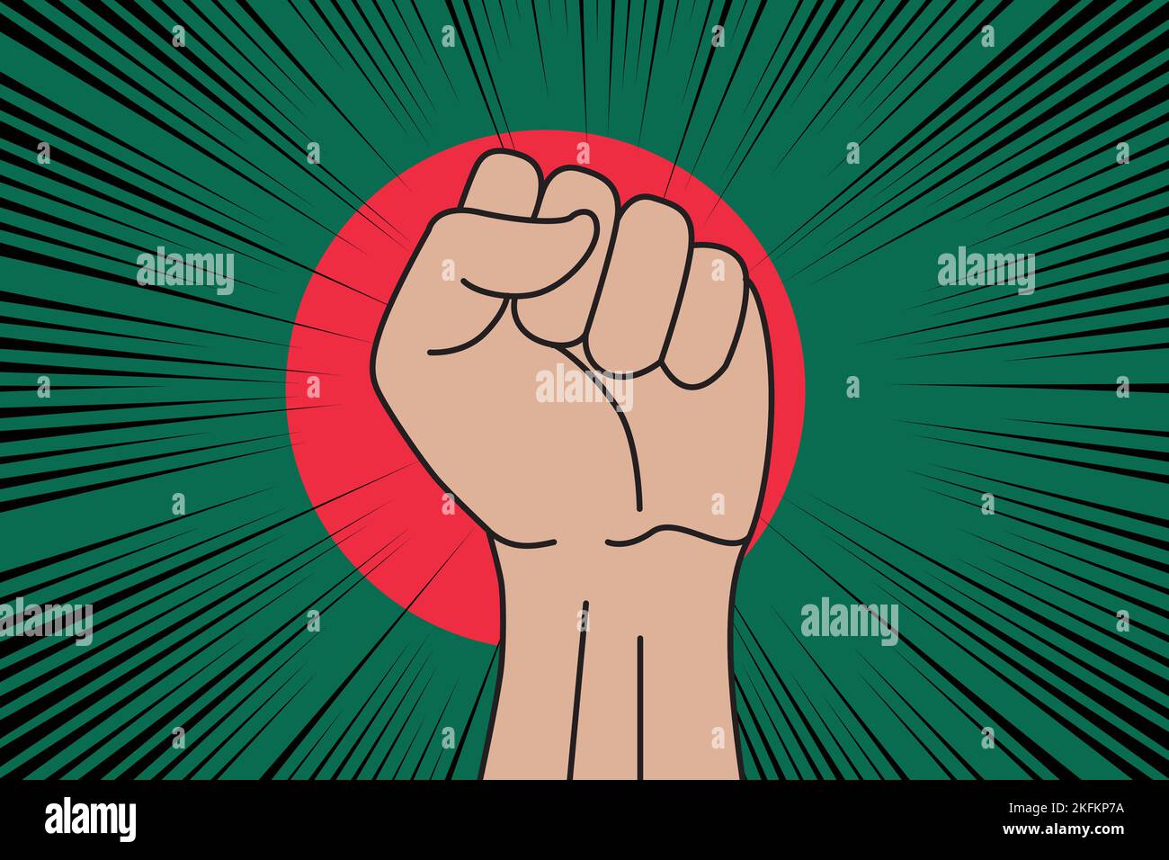 Human fist clenched symbol on flag of Bangladesh background. Power and ...
