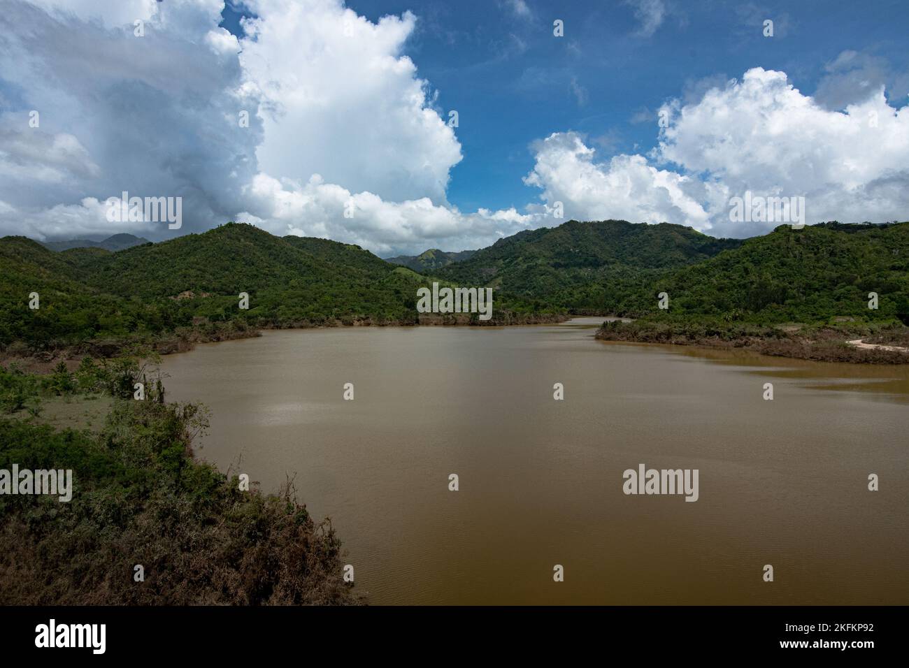 A view of the Lago Portugues from the Portugues Dam, Puerto Rico ...
