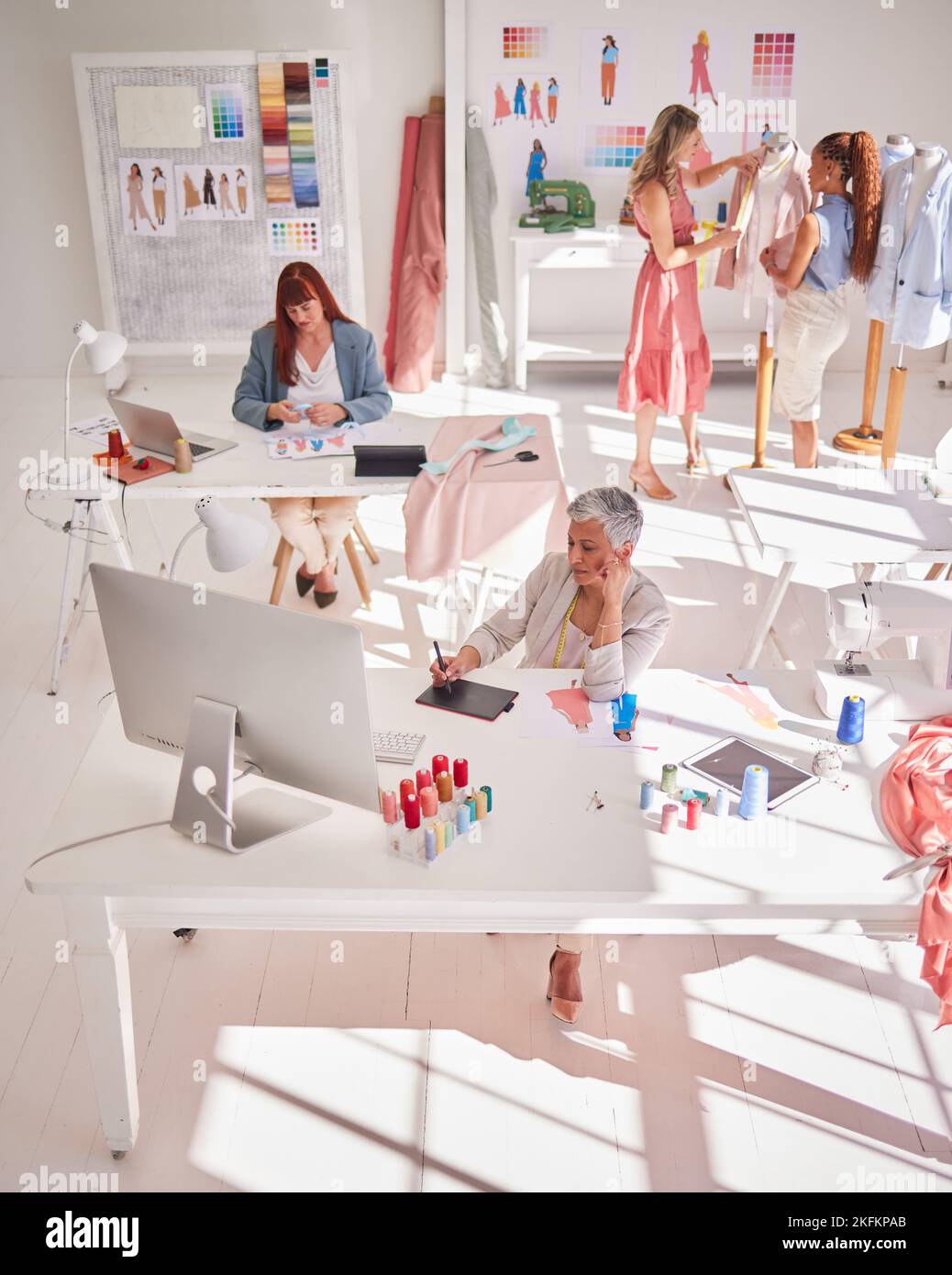 Creative business people, fashion and designer team in office working ...