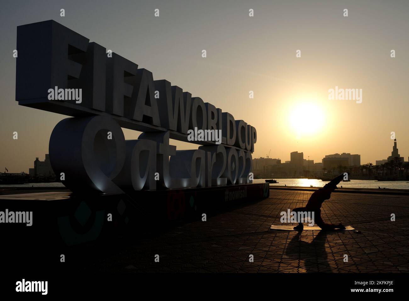 Jhapat Bahadur Linear performs Yoga in Doha at sunrise, ahead of the ...