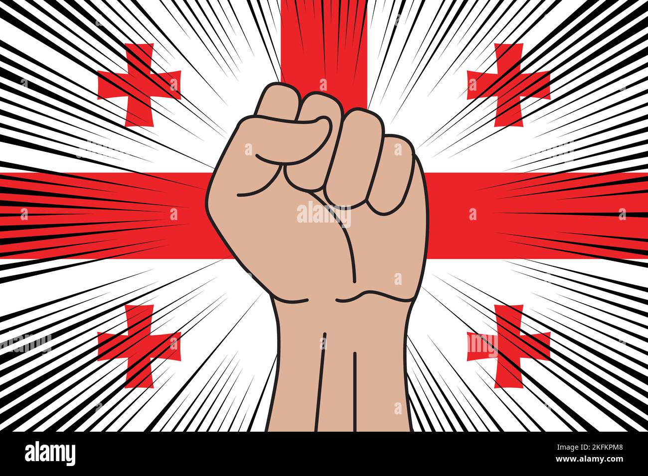 Human fist clenched symbol on flag of Georgia background. Power and ...
