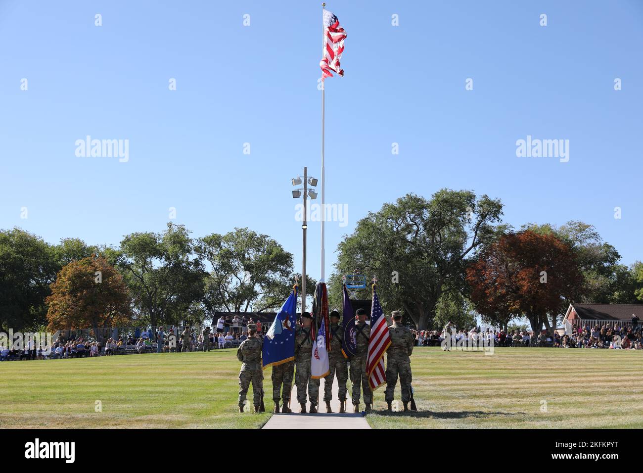 The Joint Service Color Guard of Utah stands in front of both the ...
