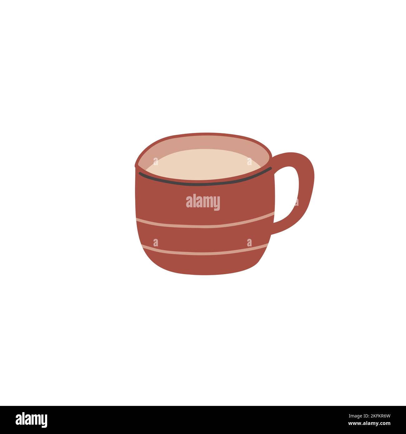 Coffee or tea cup. Ceramic doodle cartoon mug. Vector hand drawn ...